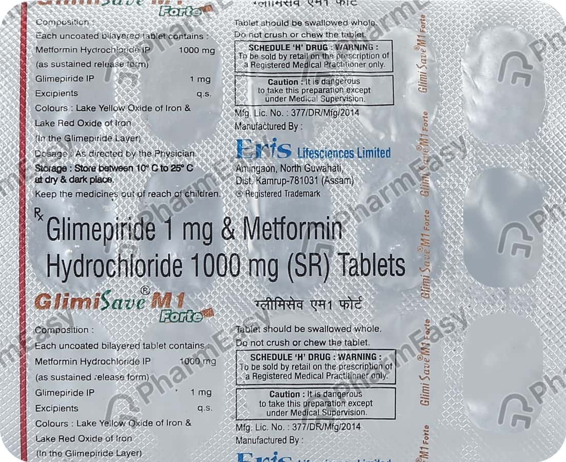 Glimisave M1 Forte Strip Of 15 Tablets: Uses, Side Effects, Price ...