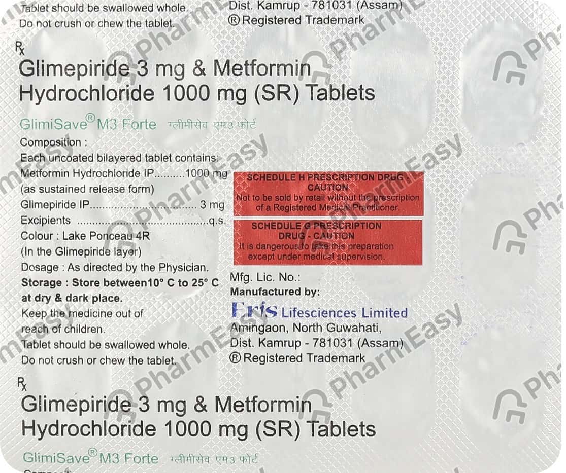 Glimisave M3 Forte Strip Of 15 Tablets: Uses, Side Effects, Price ...