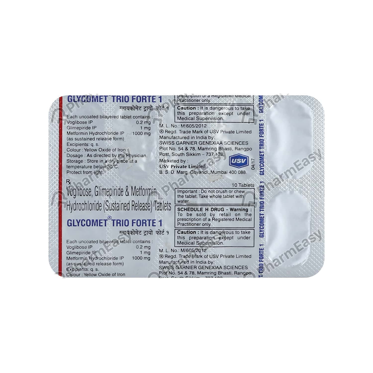 Buy Glycomet Trio Forte 1mg Tablet 10'S Online at Flat 18% OFF* | PharmEasy