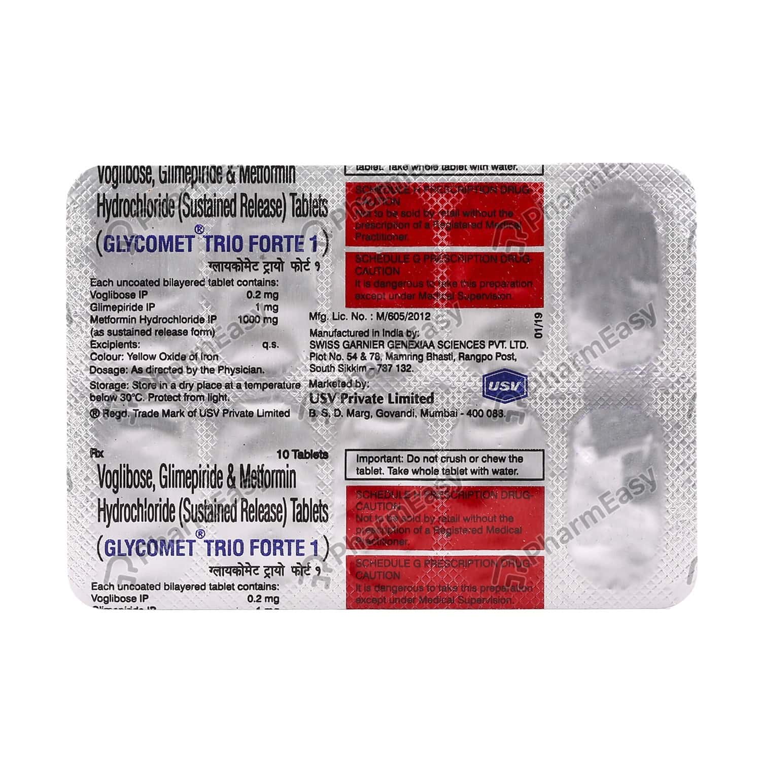 Glycomet Trio Forte 1mg Tablet 10'S - Uses, Side Effects, Dosage ...