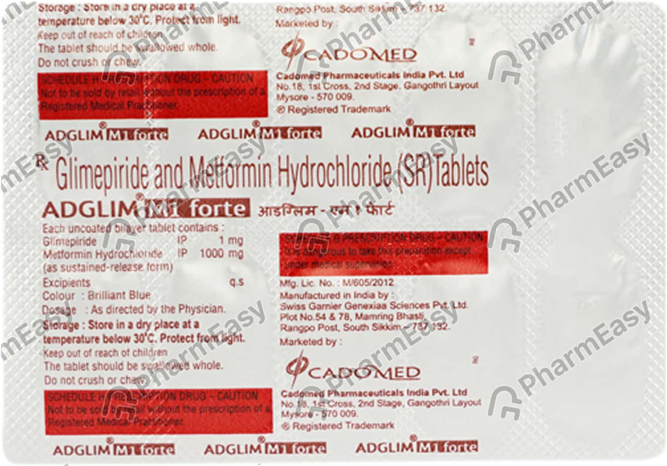 Adglim M1 Forte Strip Of 10 Tablets: Uses, Side Effects, Price & Dosage ...