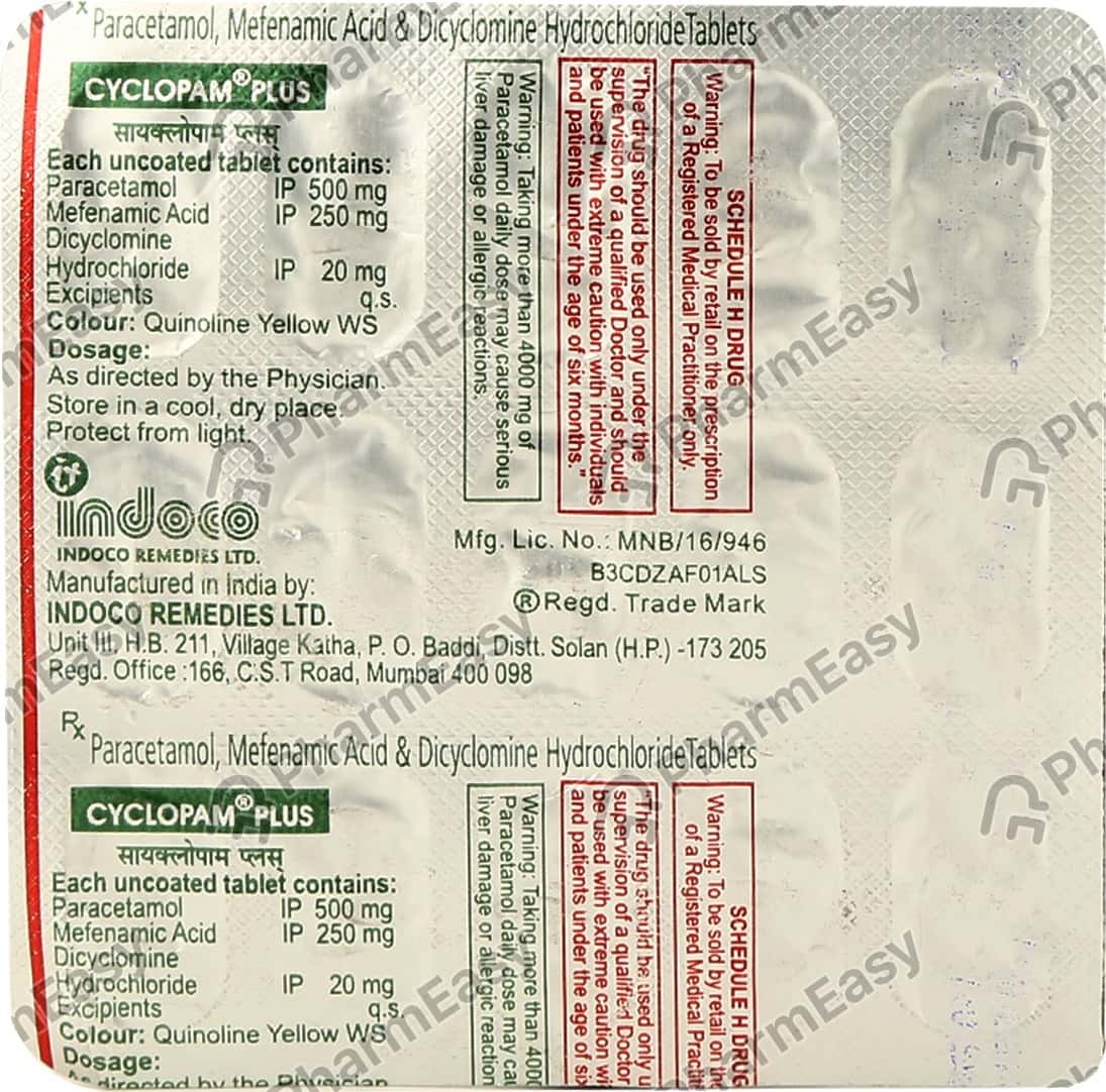Buy Cyclopam Plus Strip Of 15 Tablets Online at Flat 15% OFF | PharmEasy
