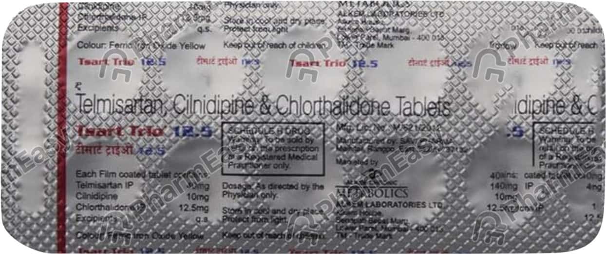 Tsart Trio 12.5mg Strip Of 10 Tablets: Uses, Side Effects, Price ...