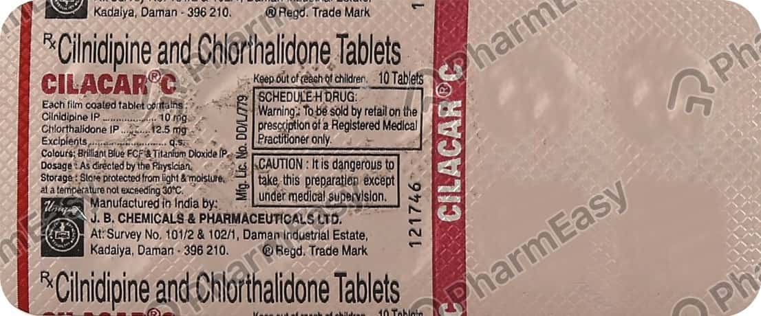 Buy Cilacar C 12.5mg Strip Of 10 Tablets Online at Flat 15% OFF | PharmEasy