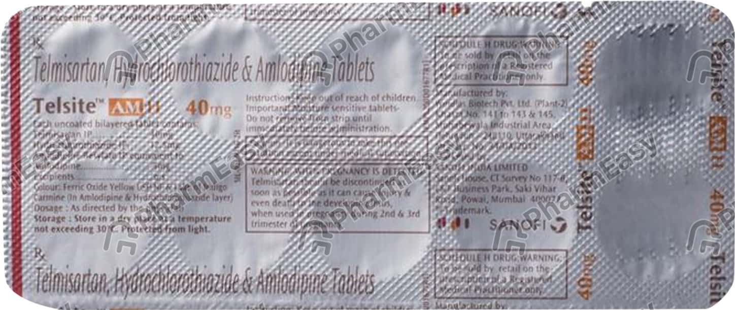 Telsite Am H 40mg Strip Of 10 Tablets: Uses, Side Effects, Price ...