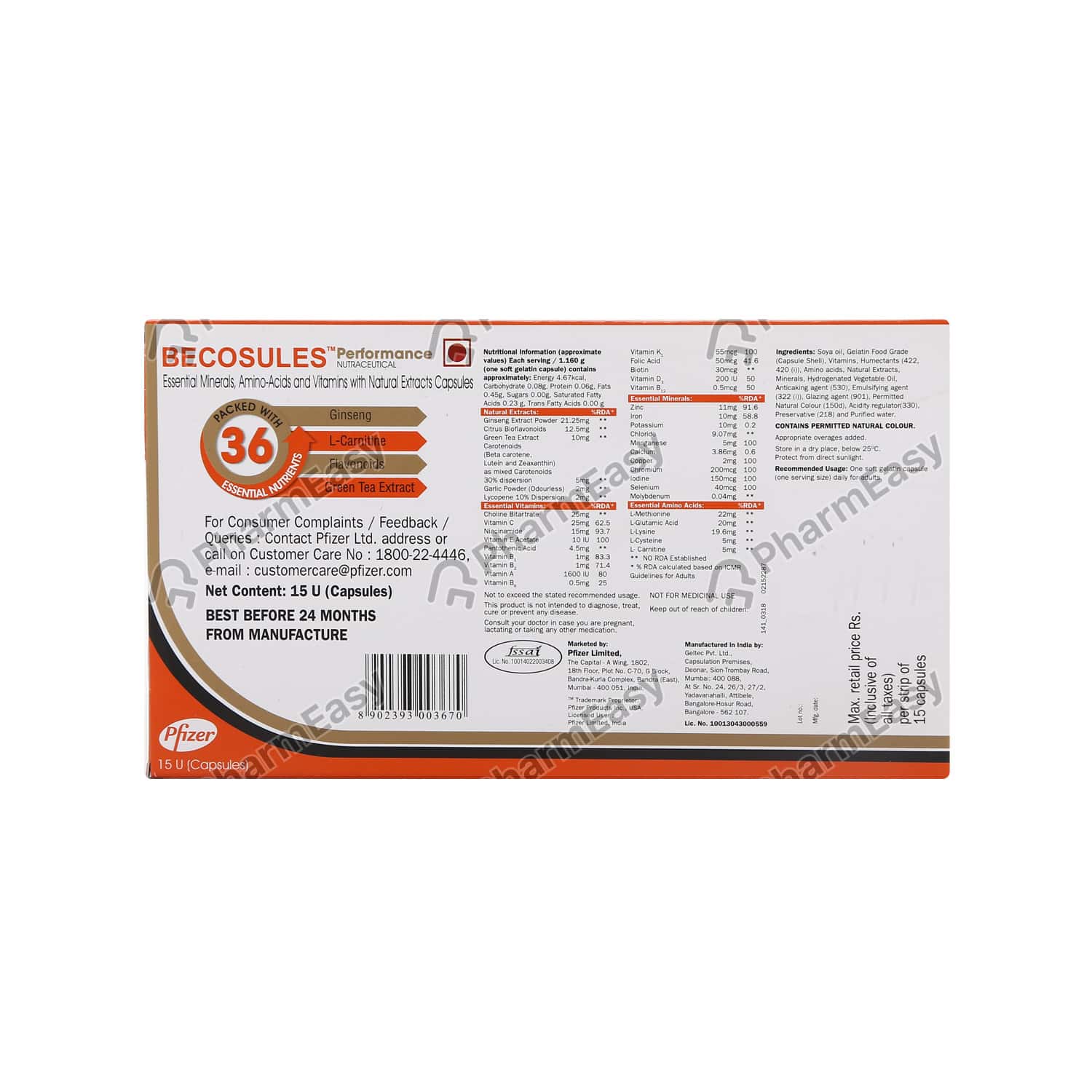 Buy Becosules Performance Capsule 15'S Online at Flat 18% OFF* | PharmEasy