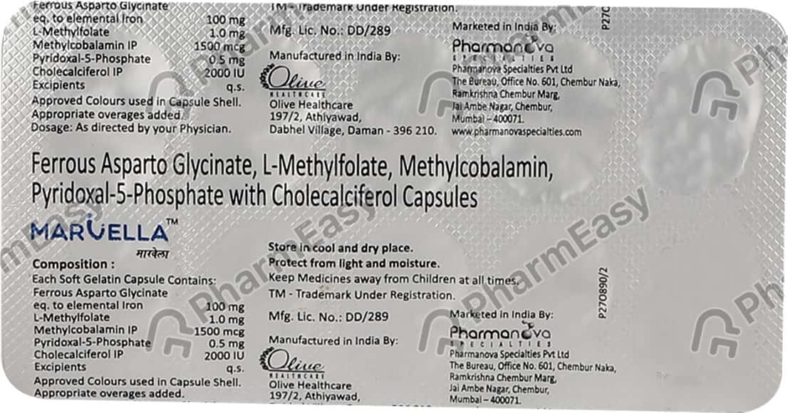 Buy Marvella Strip Of 10 Capsules Online at Flat 15% OFF | PharmEasy