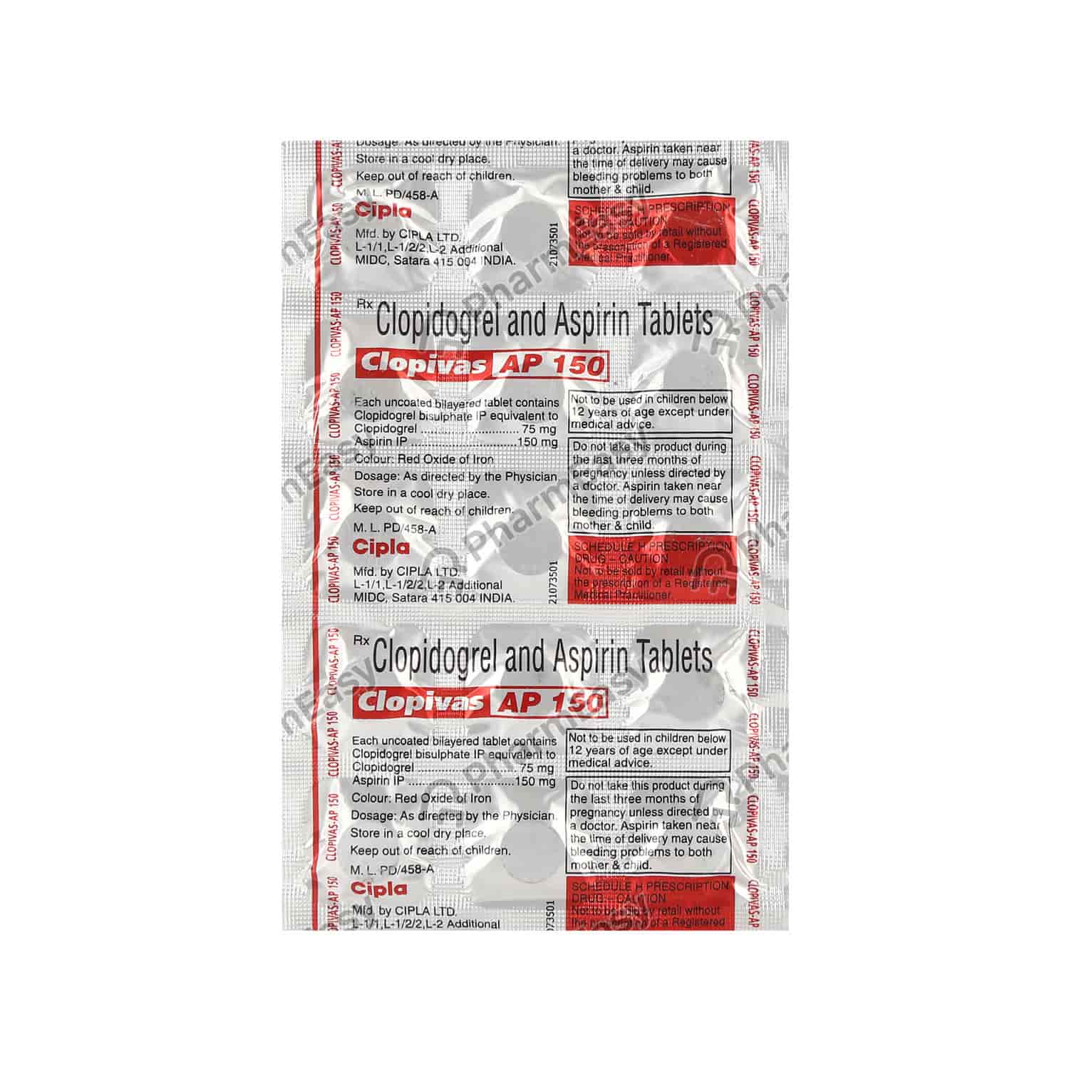 Buy Clopivas Ap 150mg Strip Of 15 Tablets Online at Flat 18% OFF ...