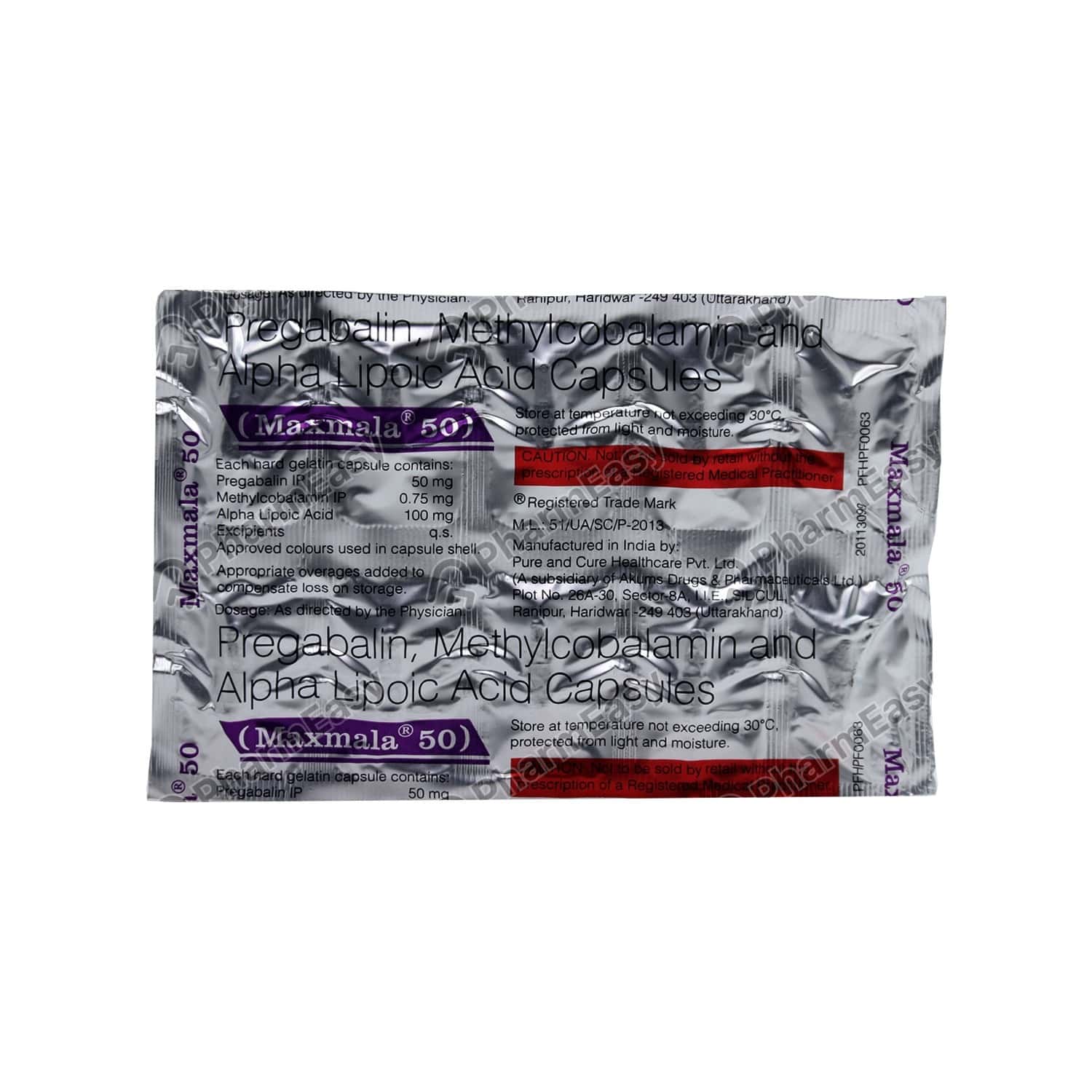 Buy Maxmala 50mg Capsule Online at Flat 18% OFF* | PharmEasy