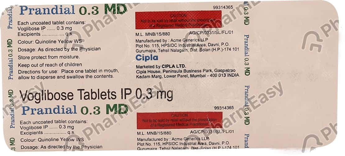 Prandial Md 0.3 MG Tablet (10): Uses, Side Effects, Price & Dosage ...