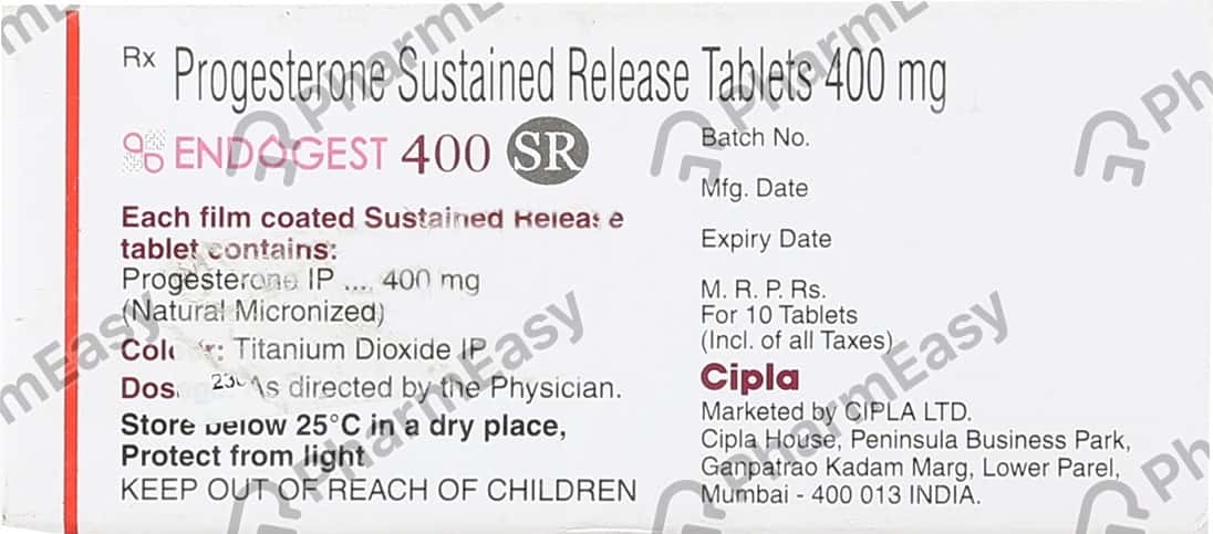 Endogest Sr 400 MG Tablet (10): Uses, Side Effects, Price & Dosage ...