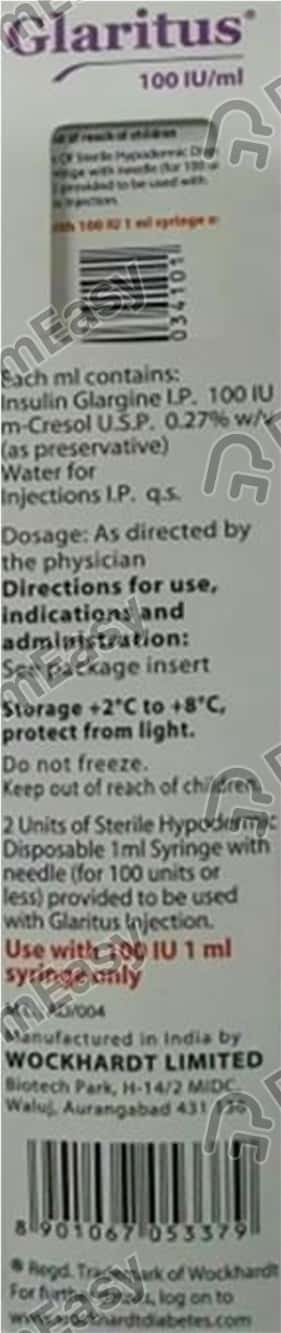 Glaritus 100 IU/ML Injection (10): Uses, Side Effects, Price & Dosage ...