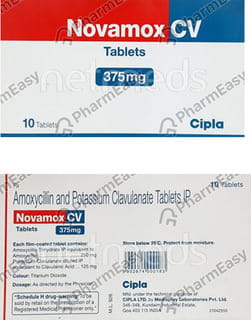 Novamox Cv 375mg Strip Of 10 Tablets: Uses, Side Effects, Price ...