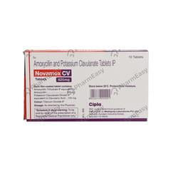 Novamox Cv 625mg Strip Of 10 Tablets - Uses, Side Effects, Dosage ...