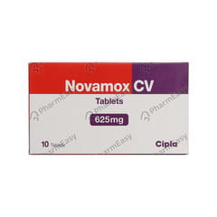 Novamox Cv 625mg Strip Of 10 Tablets - Uses, Side Effects, Dosage ...