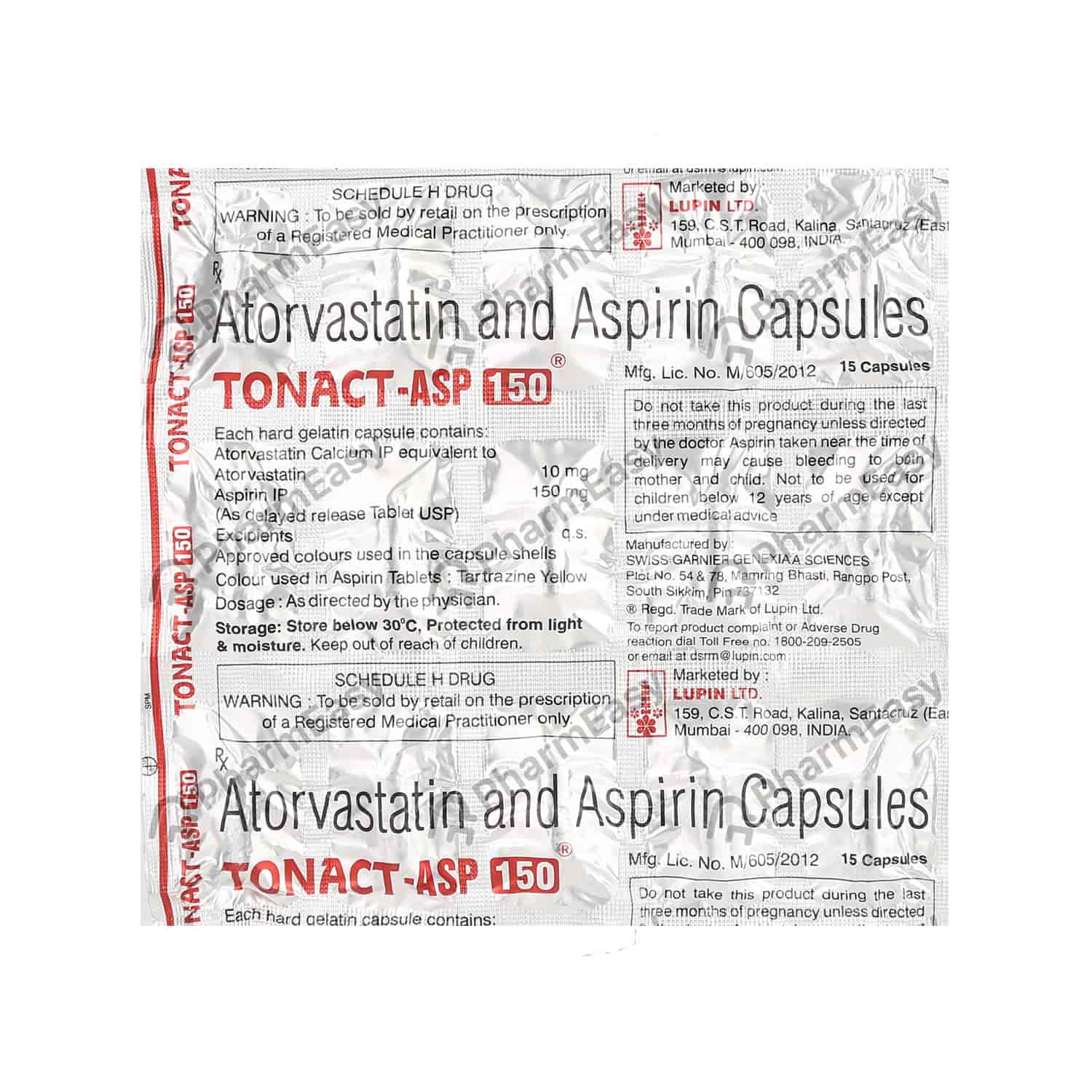 Tonact Asp 150mg Capsule 15'S - Uses, Side Effects, Dosage, Composition ...