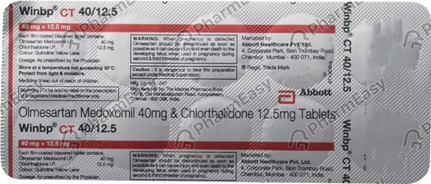 Winbp Ct 40/12.5mg Strip Of 10 Tablets: Uses, Side Effects, Price ...