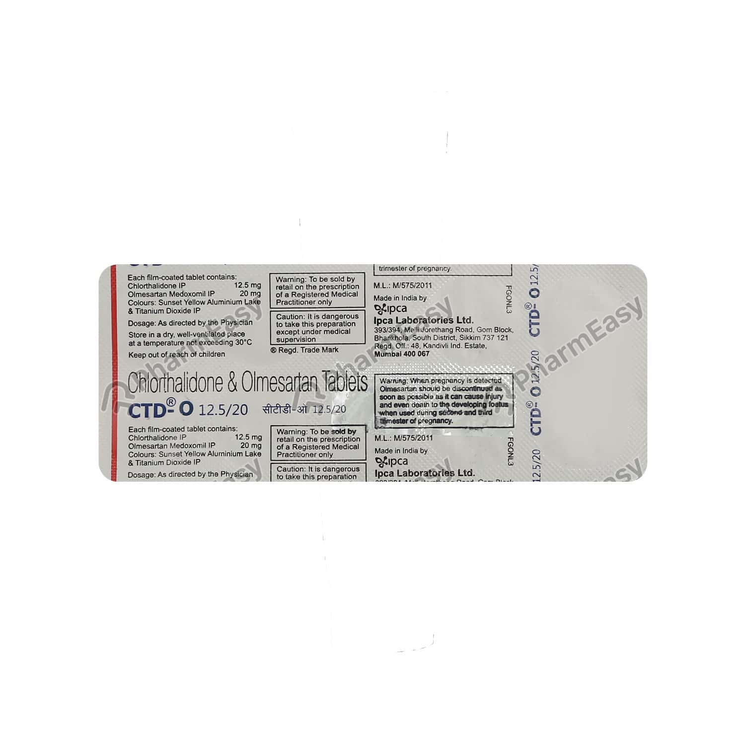 Buy Ctd O 12.5/20mg Tablet Online at Flat 18% OFF* | PharmEasy