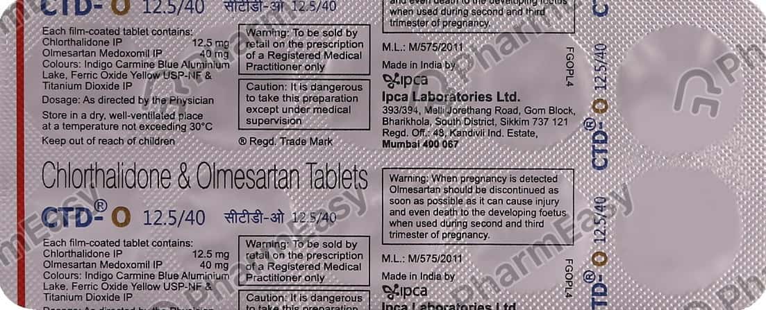 Ctd O 12.5/40mg Strip Of 10 Tablets: Uses, Side Effects, Price & Dosage ...
