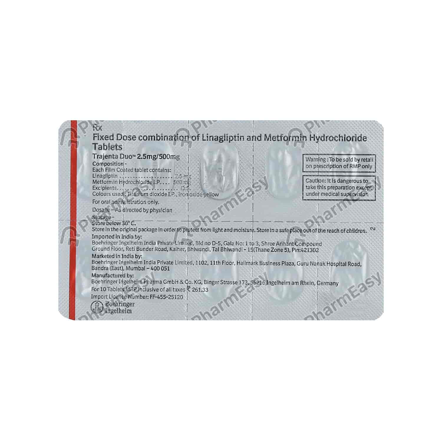 Buy Trajenta Duo 2.5/500mg Tablet Online at Flat 18% OFF* | PharmEasy