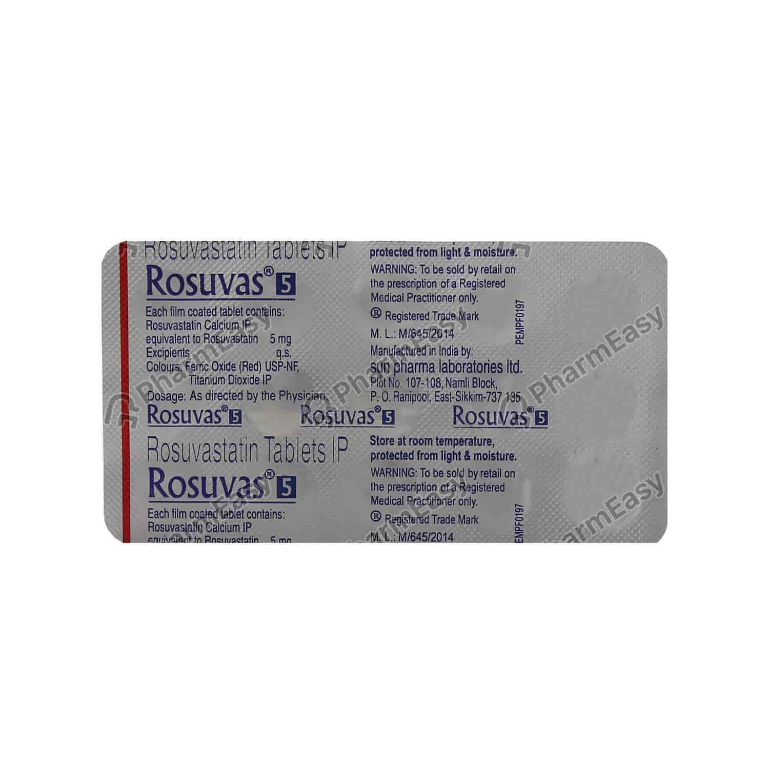Rosuvas 5mg Tab 15`S - Uses, Side Effects, Dosage, Composition & Price ...