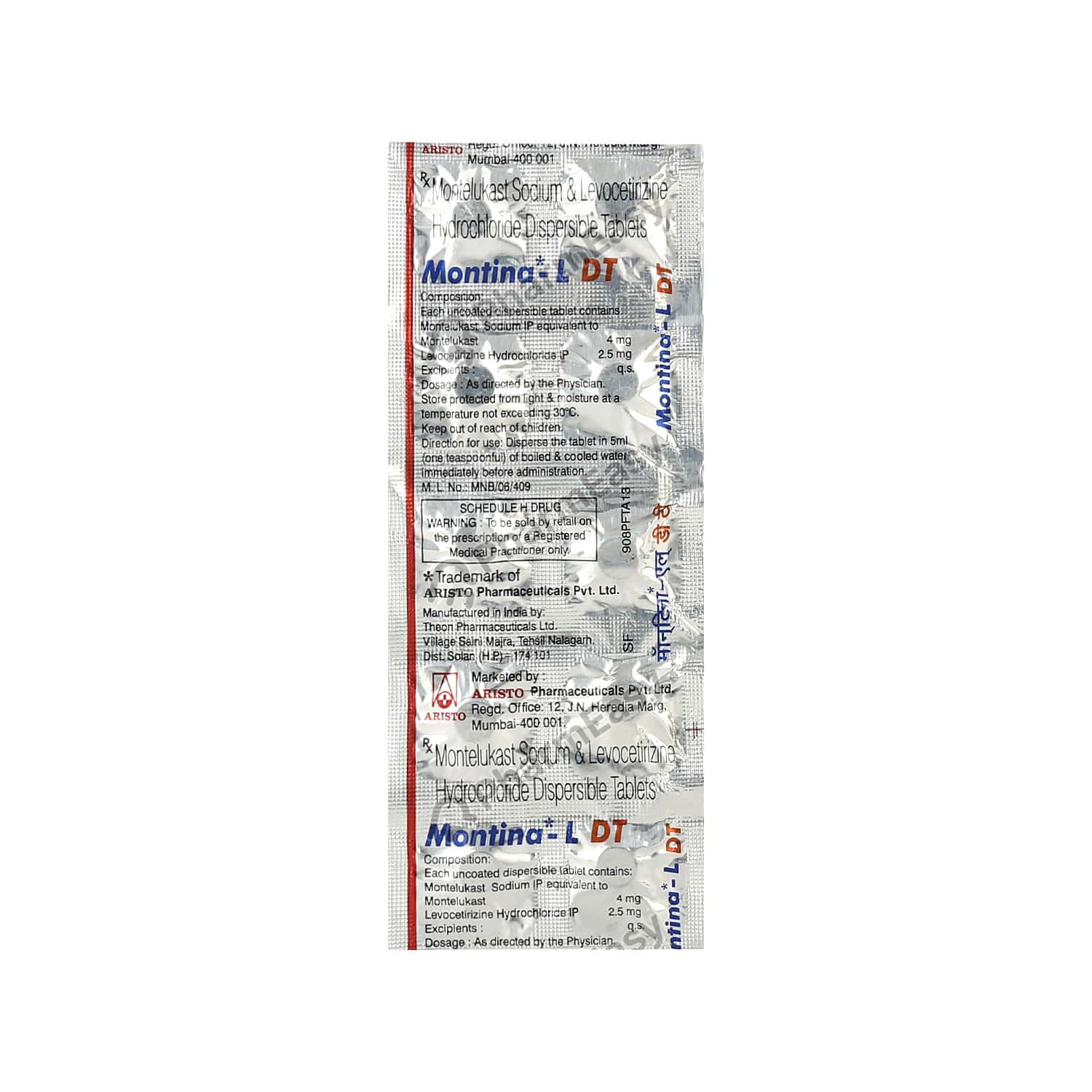 Montina L Dt Tab (Aristo) - Uses, Side Effects, Dosage, Composition ...