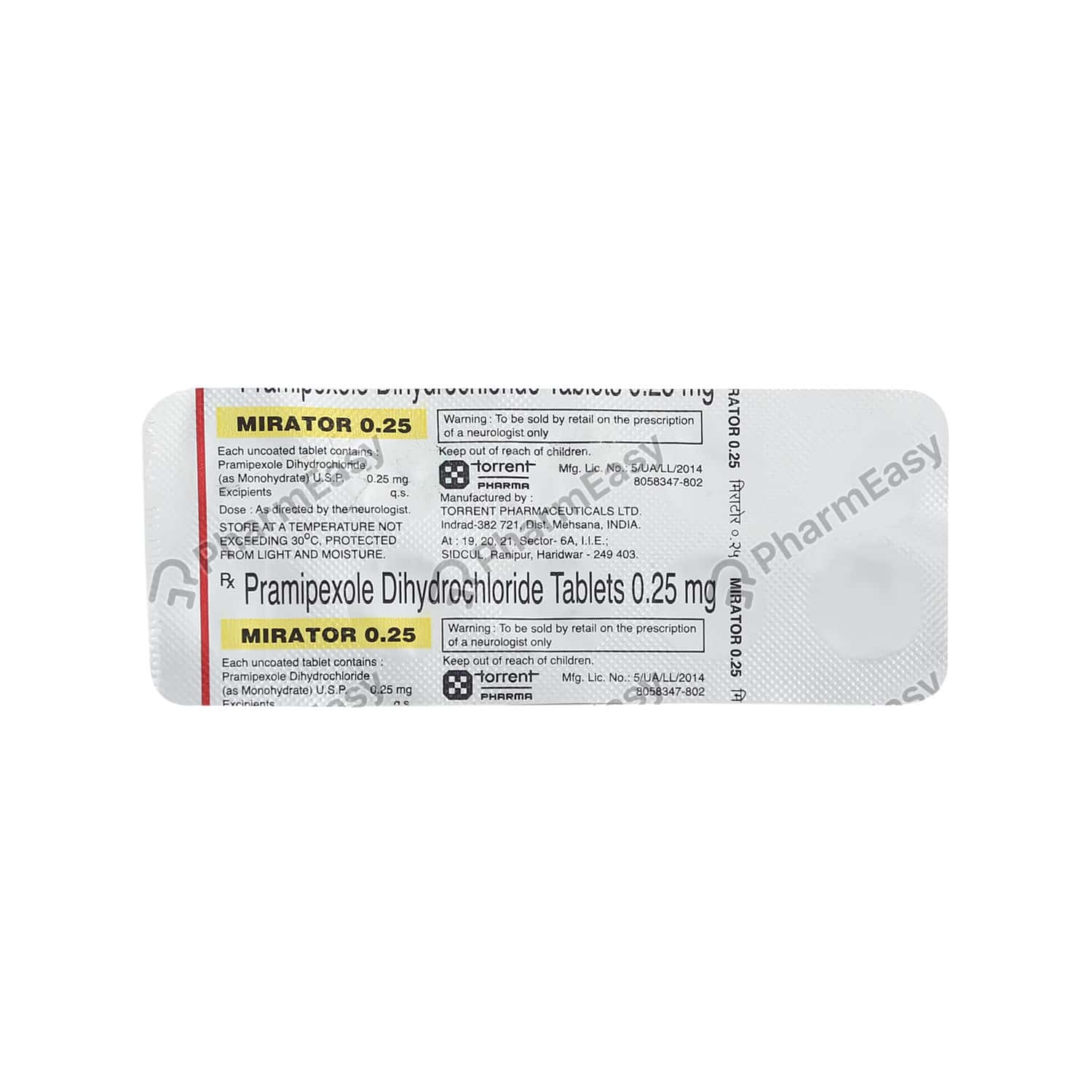 Buy Mirator 0.25 MG Tablet (10) Online at Flat 18% OFF* | PharmEasy
