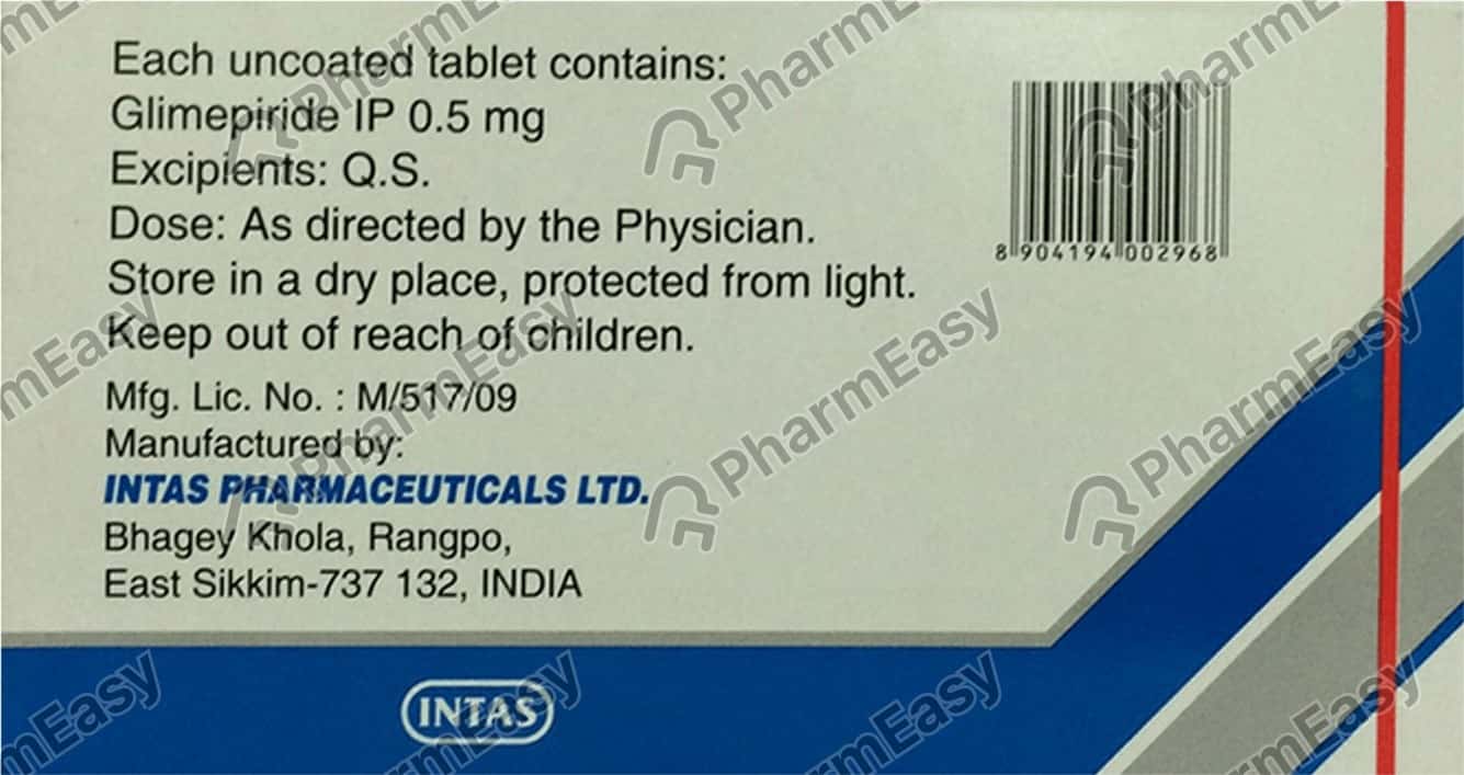 Zoryl 0.5 MG Tablet (15): Uses, Side Effects, Price, Dosage ...