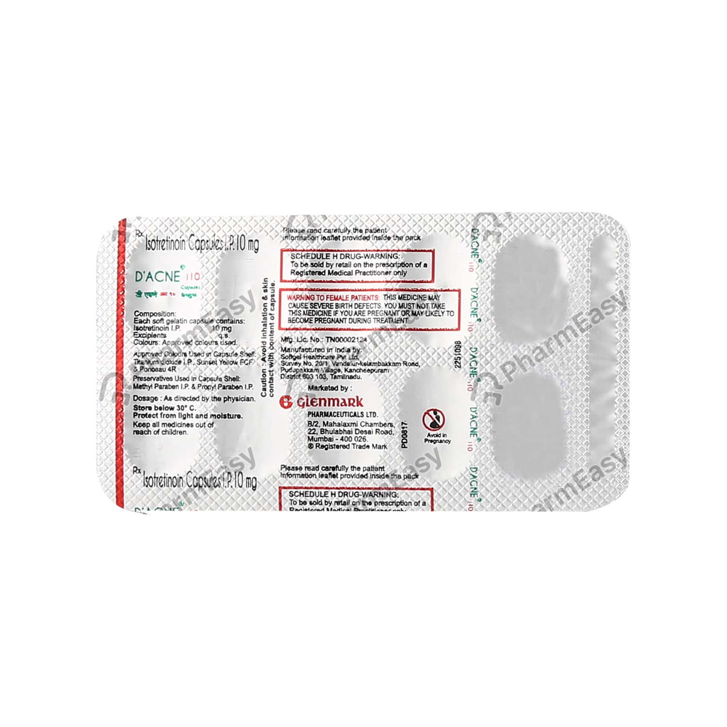 D Acne I 10 MG Capsule (10) - Uses, Side Effects, Dosage, Composition ...