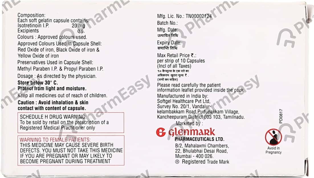 D Acne I 20 MG Capsule (10): Uses, Side Effects, Price & Dosage | PharmEasy