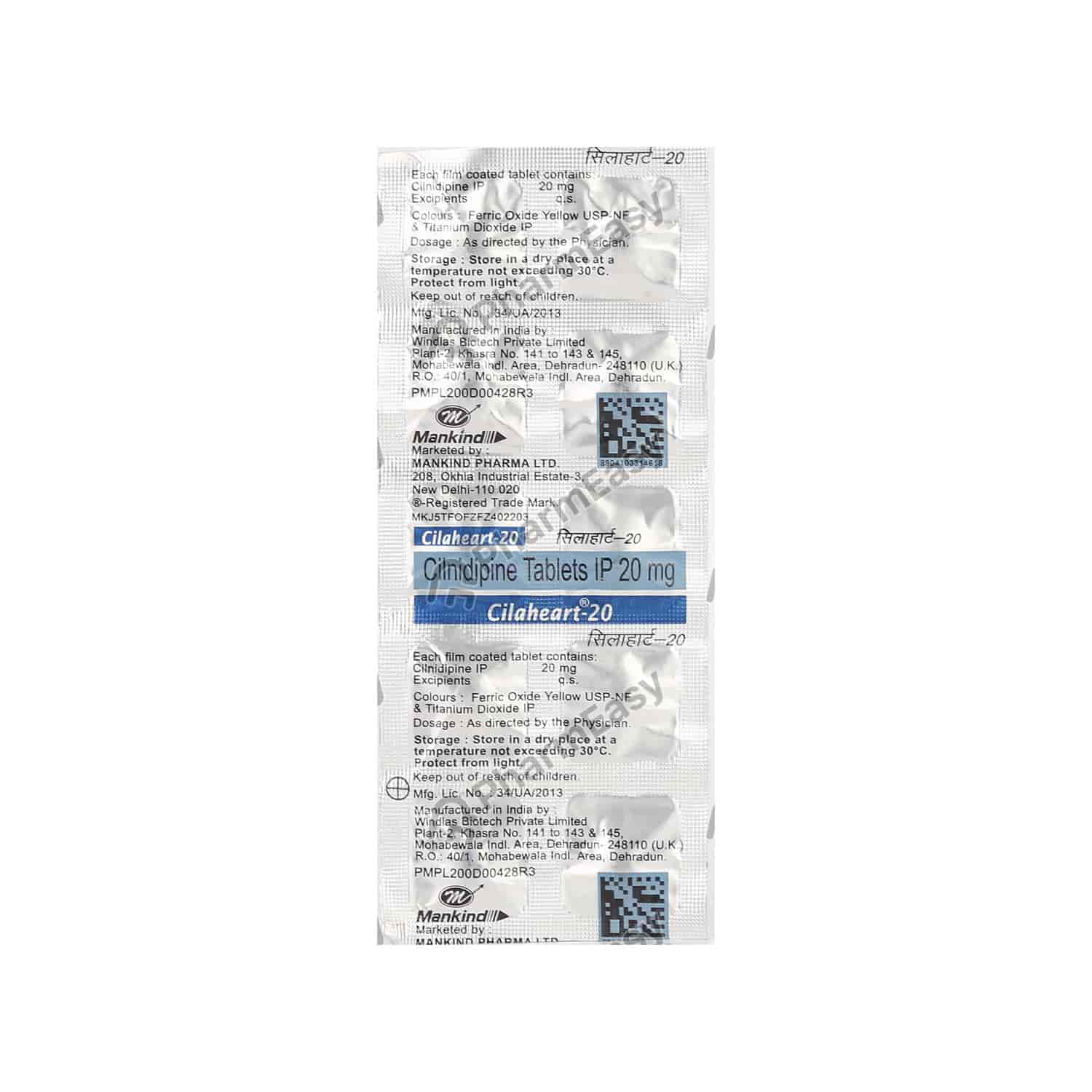 Cilaheart 20mg Tab - Uses, Side Effects, Dosage, Composition & Price ...
