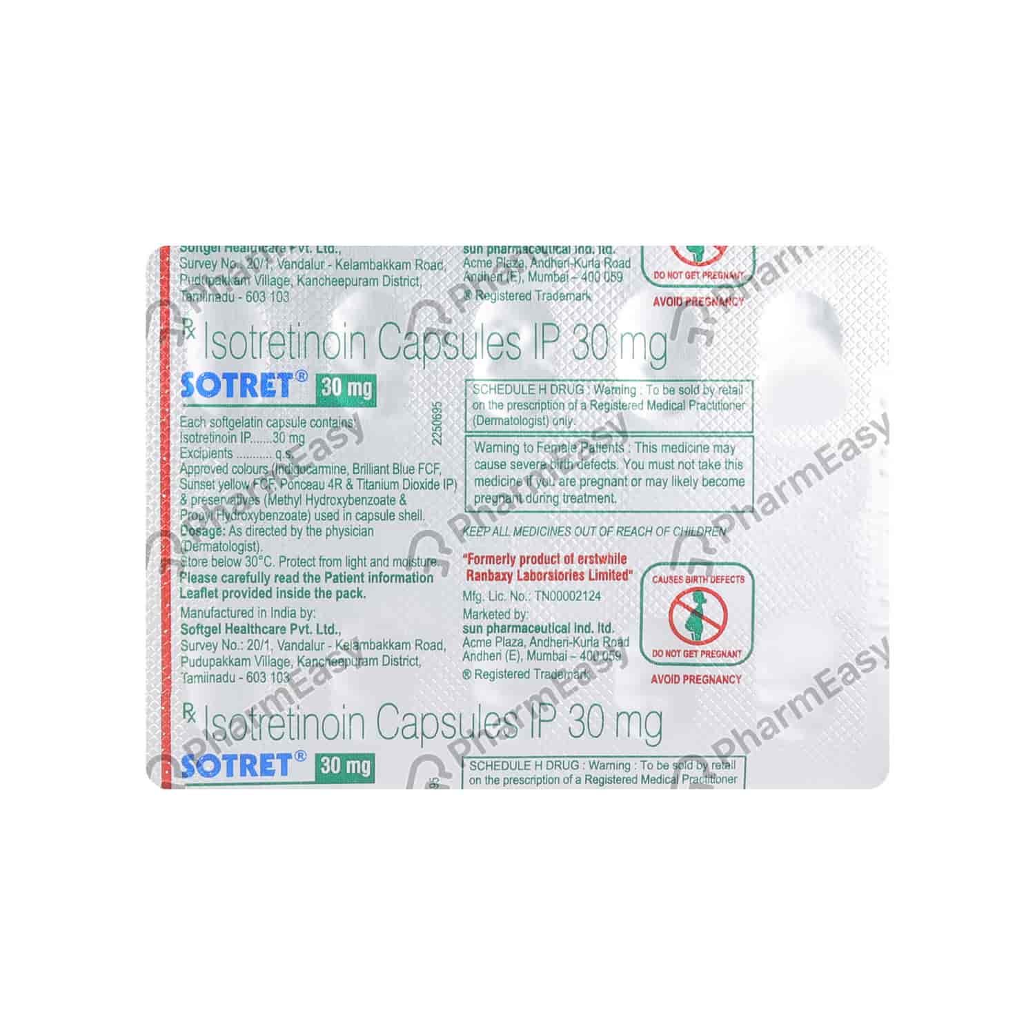 Sotret 30mg Cap - Uses, Side Effects, Dosage, Composition & Price ...