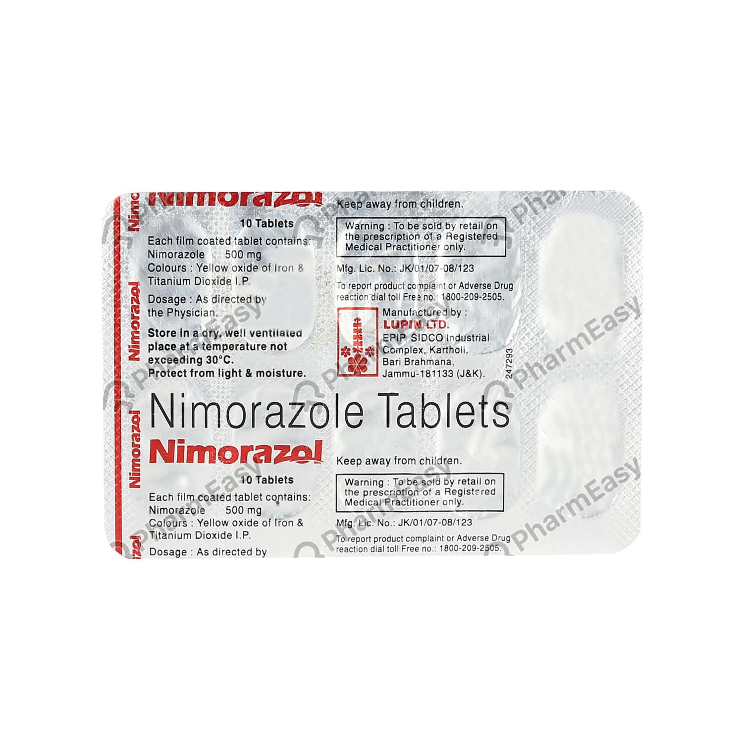 Buy Nimorazol 500 MG Tablet (10) Online at Flat 18% OFF* | PharmEasy