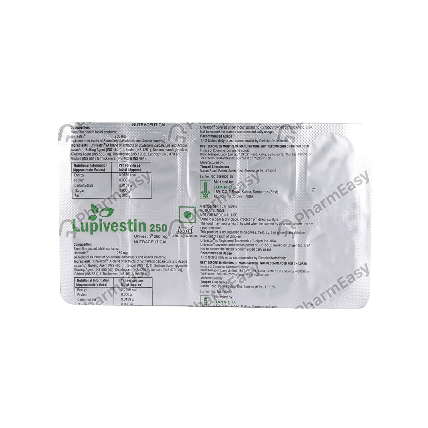 Buy Lupivestin 250 MG Tablet (10) Online at Flat 18% OFF* | PharmEasy