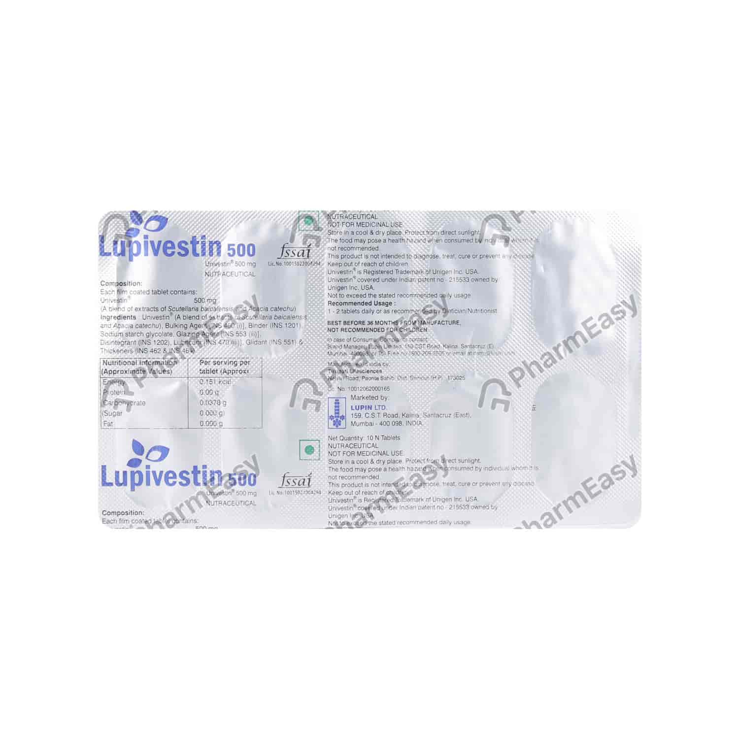 Buy Lupivestin 500mg Strip Of 10 Tablets Online at Flat 18% OFF ...