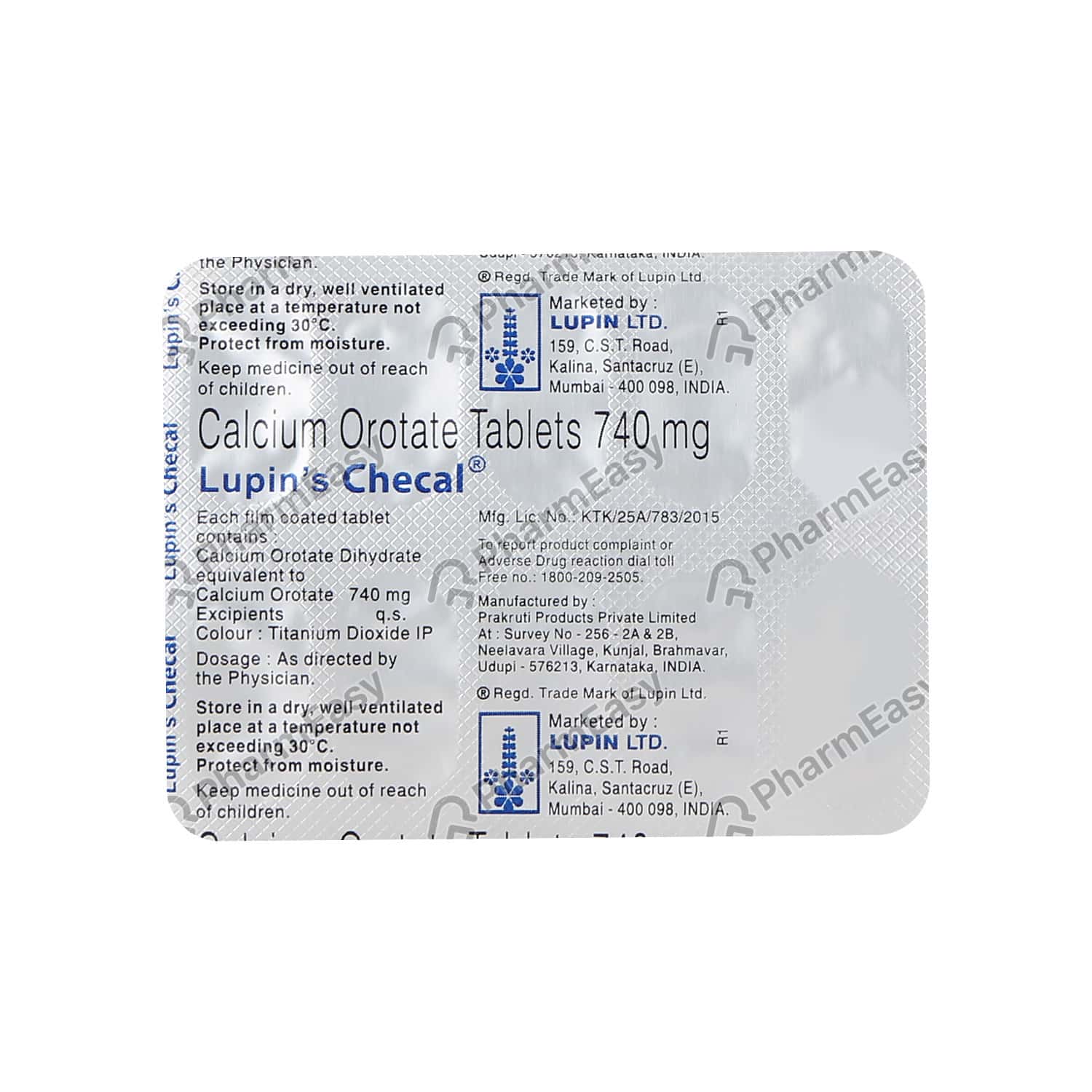 Checal 740 MG Tablet (10) - Uses, Side Effects, Dosage, Composition ...