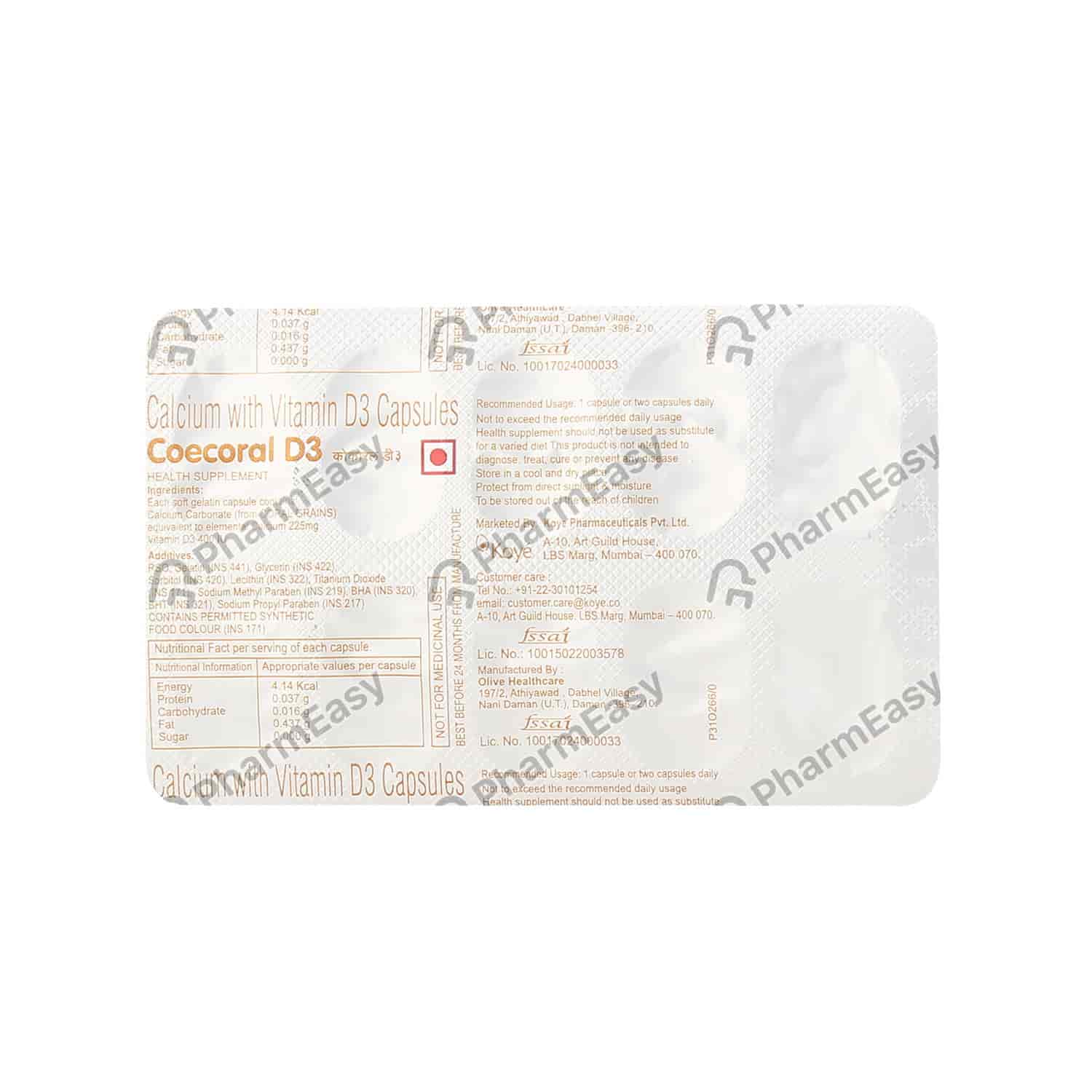 Coecoral D3 Capsule 10'S - Uses, Side Effects, Dosage, Composition ...