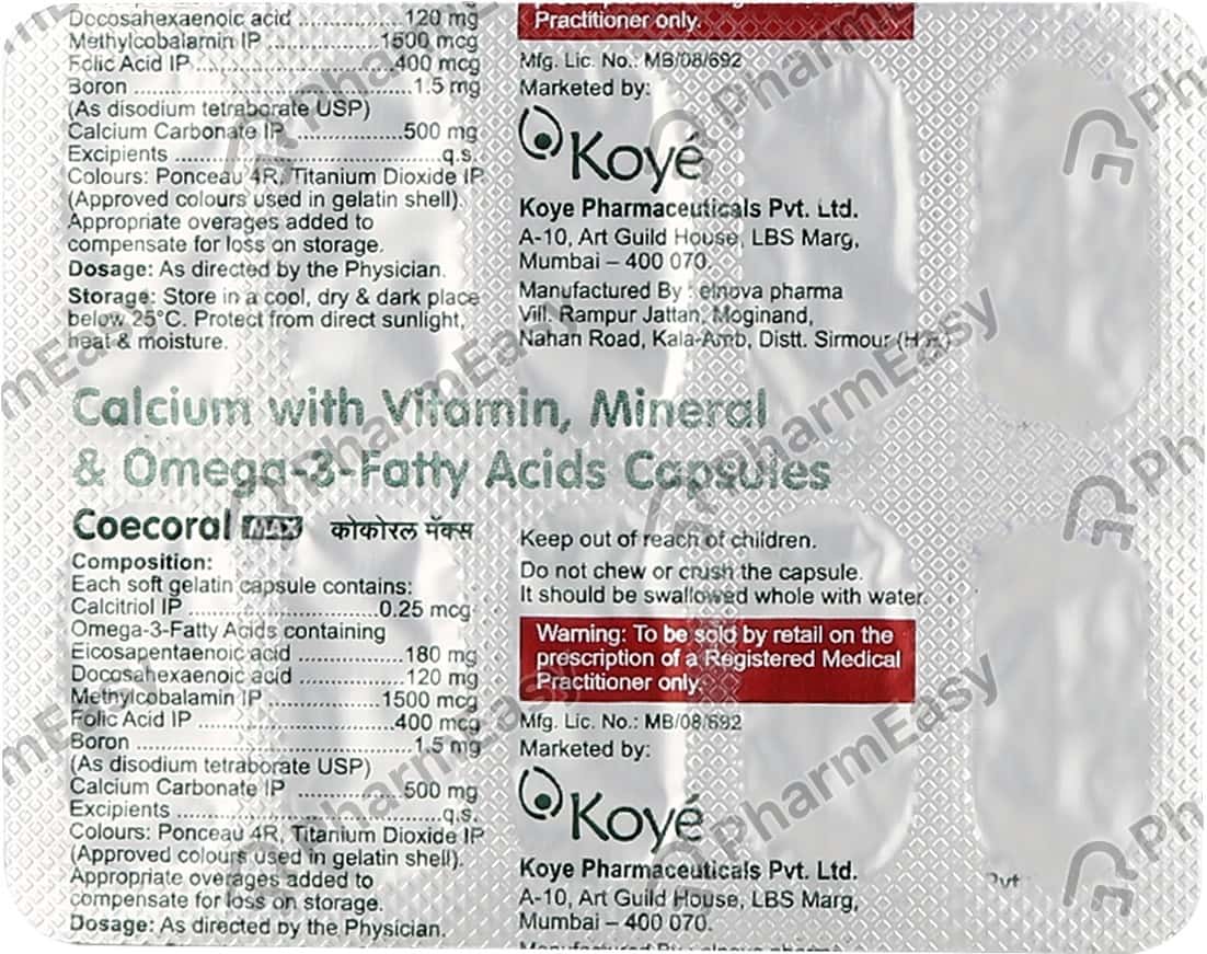 Buy Coecoral Max Strip Of 10 Capsules Online at Flat 15% OFF | PharmEasy