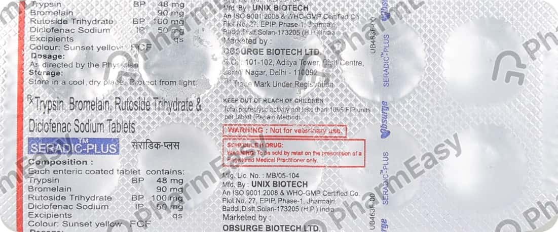 Buy Seradic Plus Strip Of 10 Tablets Online at Flat 15% OFF | PharmEasy