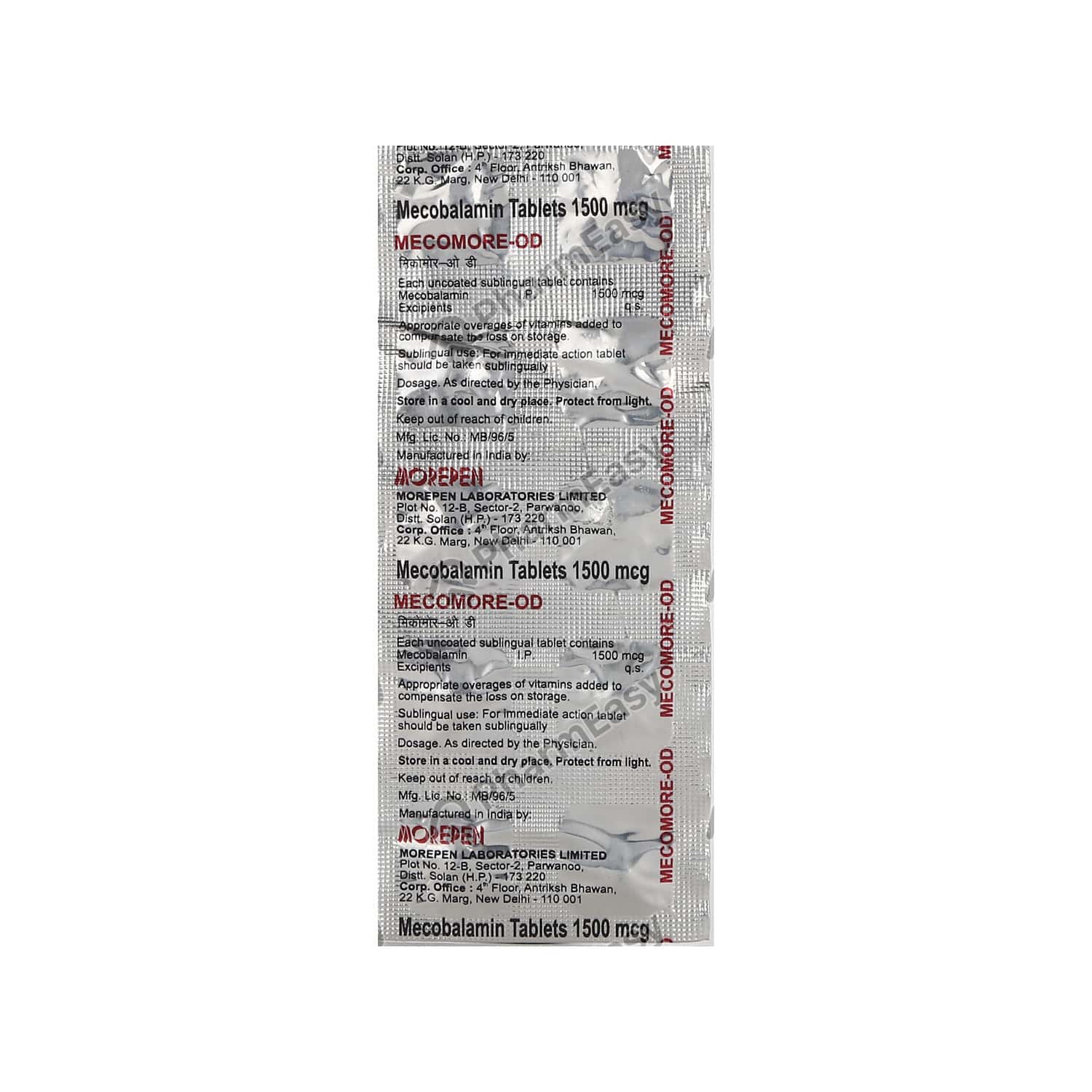 Buy Mecomore Od 1.5 MG Tablet (10) Online at Flat 18% OFF* | PharmEasy