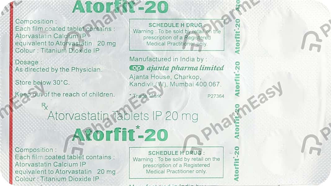 Atorfit 20 MG Tablet (15): Uses, Side Effects, Price & Dosage | PharmEasy