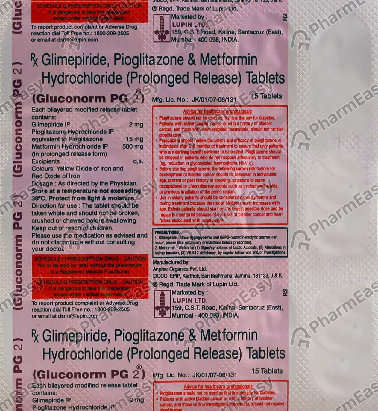 Gluconorm Pg 2mg Strip Of 15 Tablets: Uses, Side Effects, Price ...