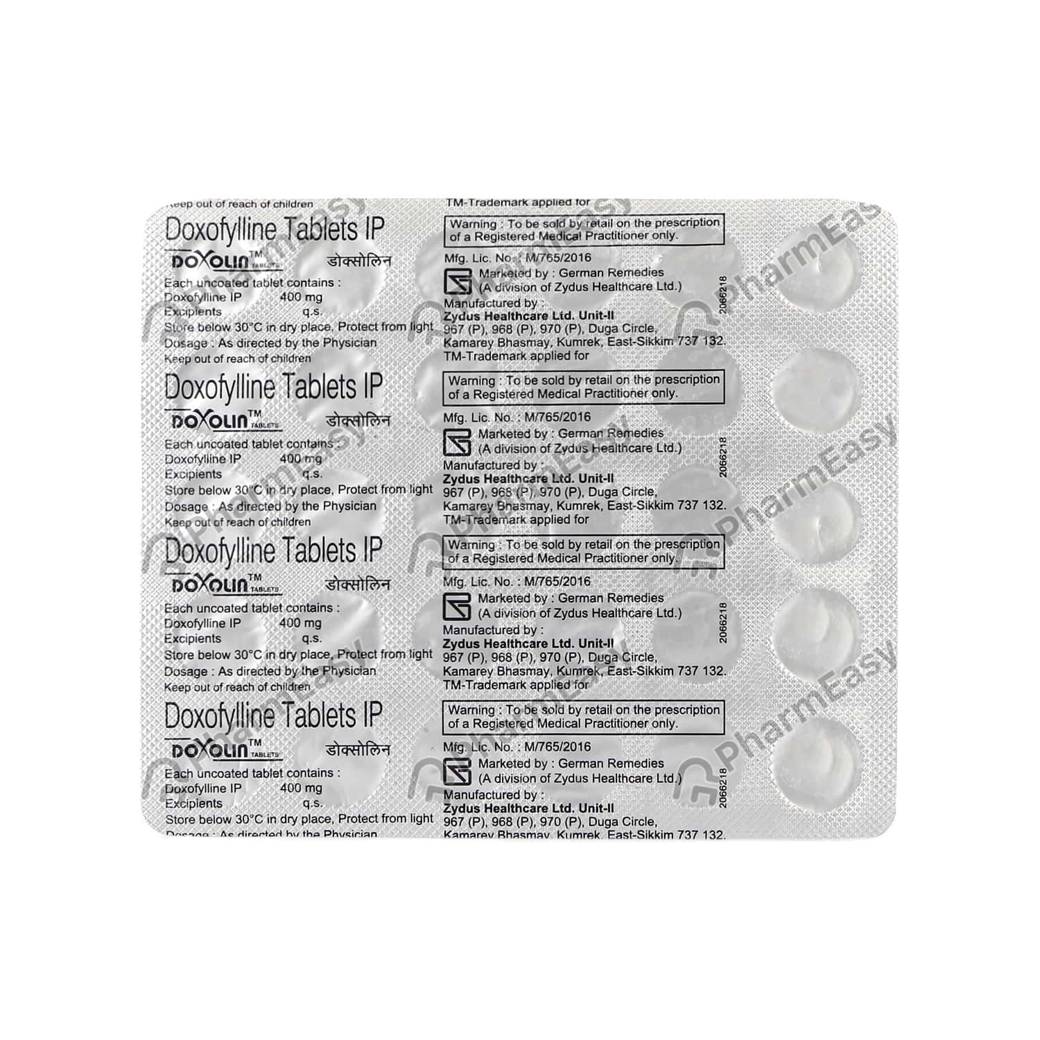 Doxolin 400 MG Tablet (30) - Uses, Side Effects, Dosage, Composition ...