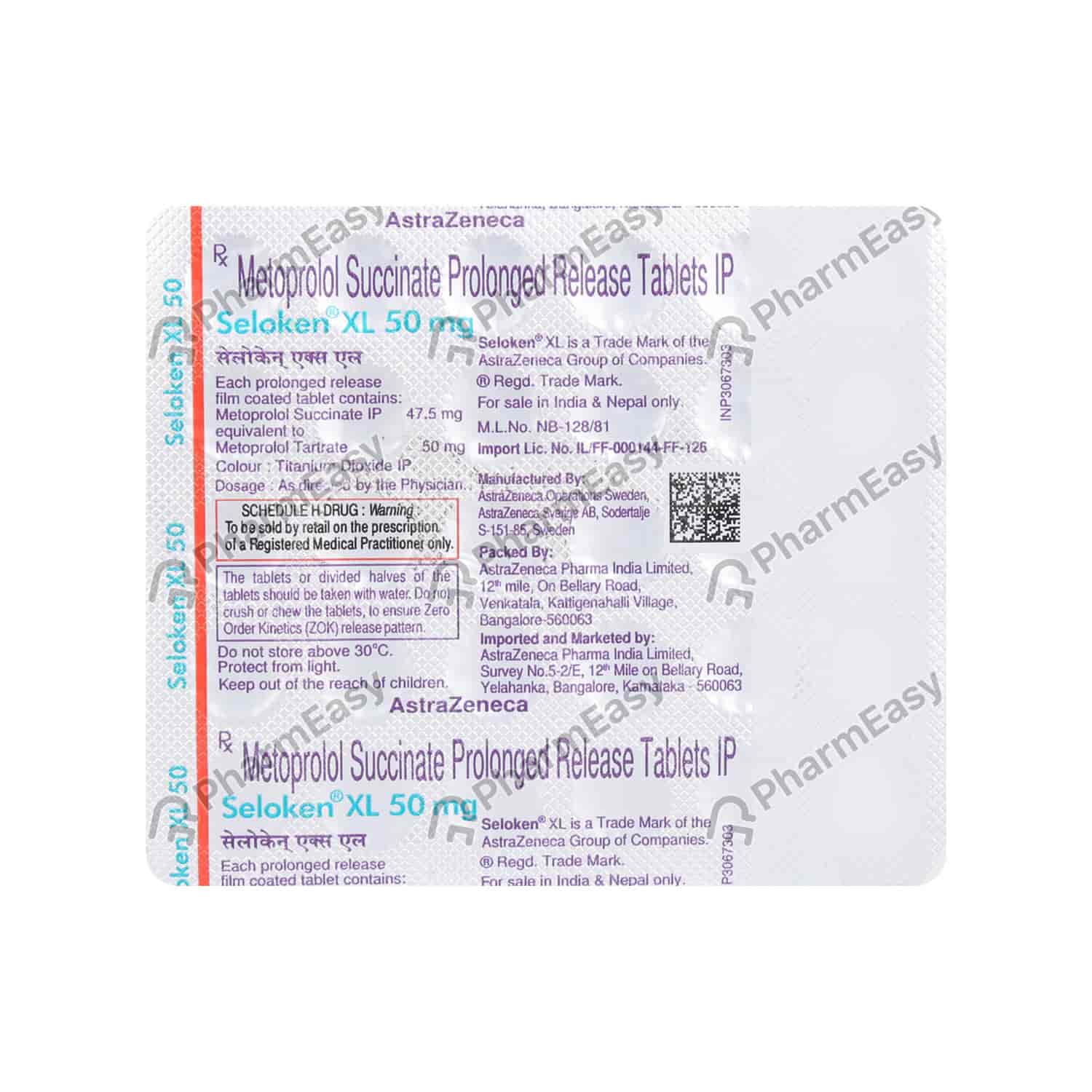 Seloken Xl 50mg Tab 30`S - Uses, Side Effects, Dosage, Composition ...