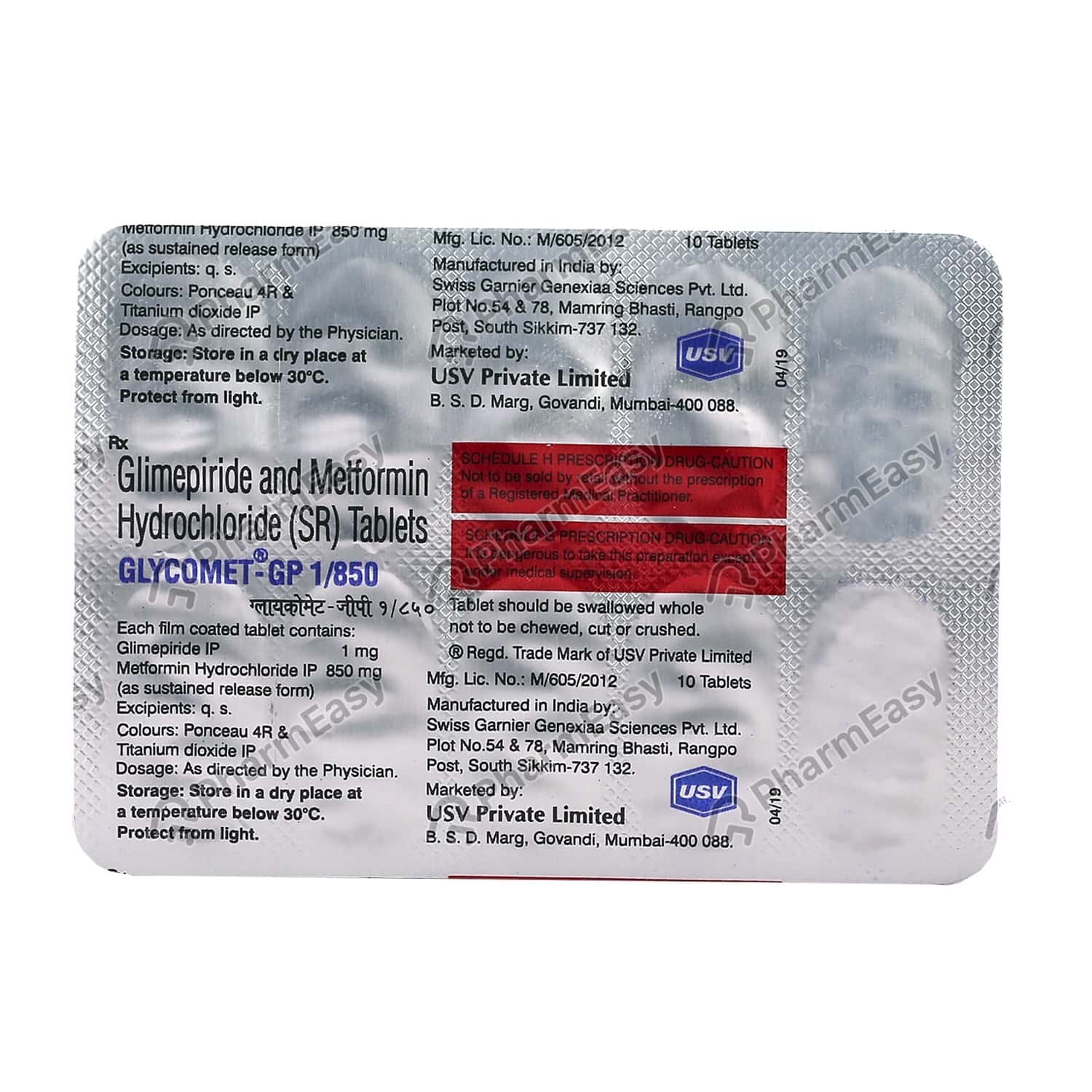 Glycomet Gp 1/850mg Tab 10'S - Uses, Side Effects, Dosage, Composition ...