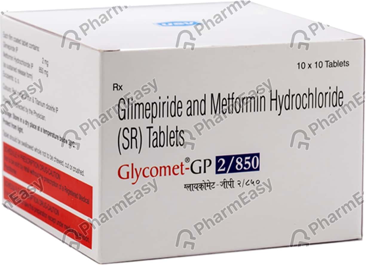 Glycomet Gp 2/850mg Strip Of 10 Tablets: Uses, Side Effects, Price & Dosage | PharmEasy