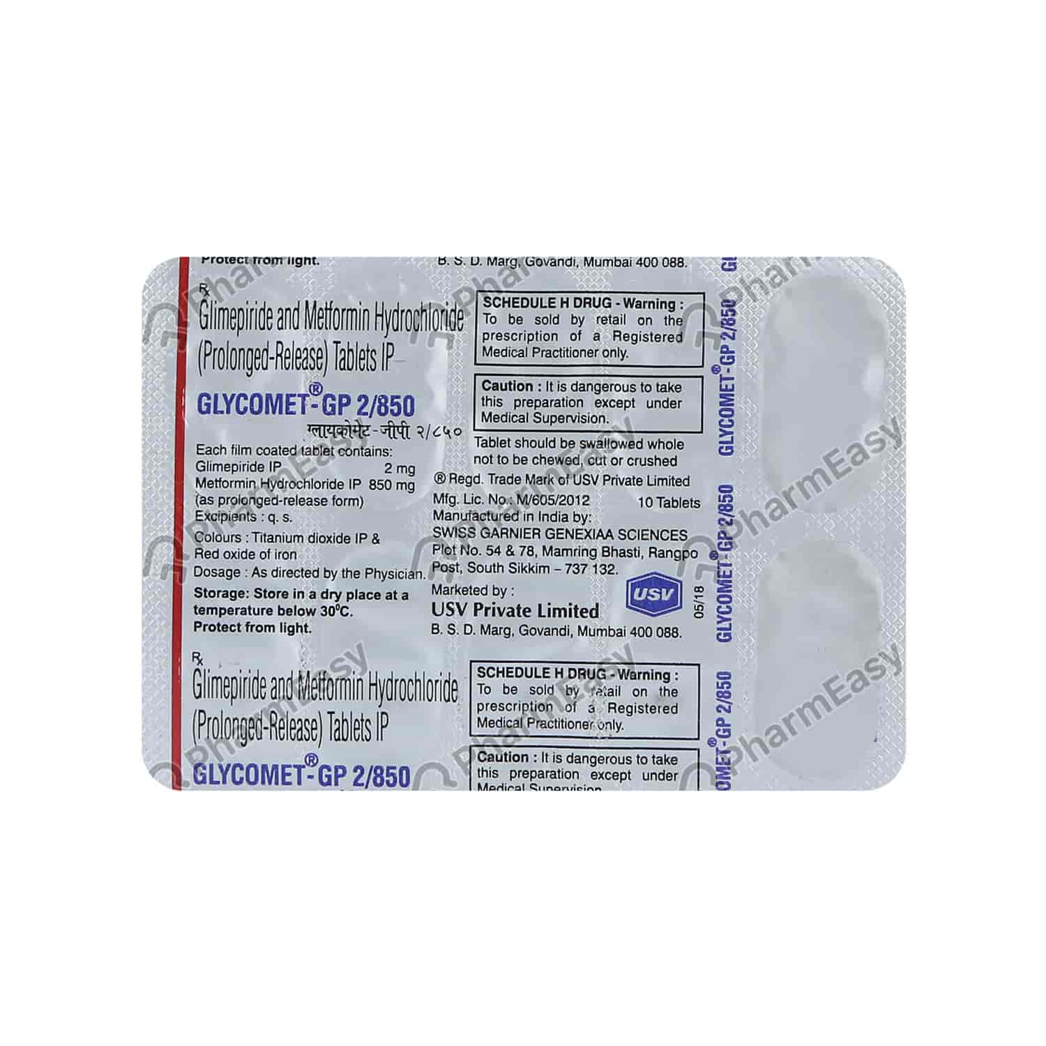 Glycomet Gp 2/850mg Tab 10`S - Uses, Side Effects, Dosage, Composition ...