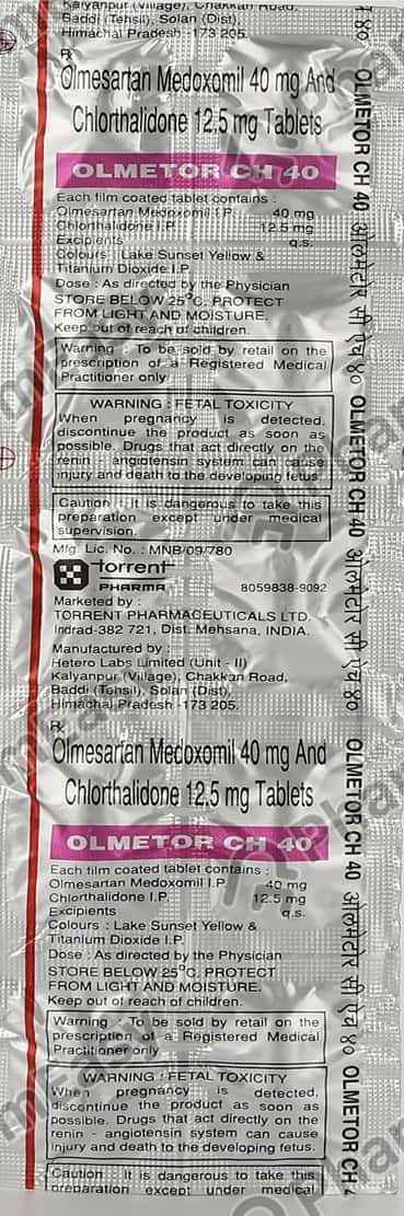 Olmetor Ch 40mg Strip Of 10 Tablets: Uses, Side Effects, Price & Dosage ...