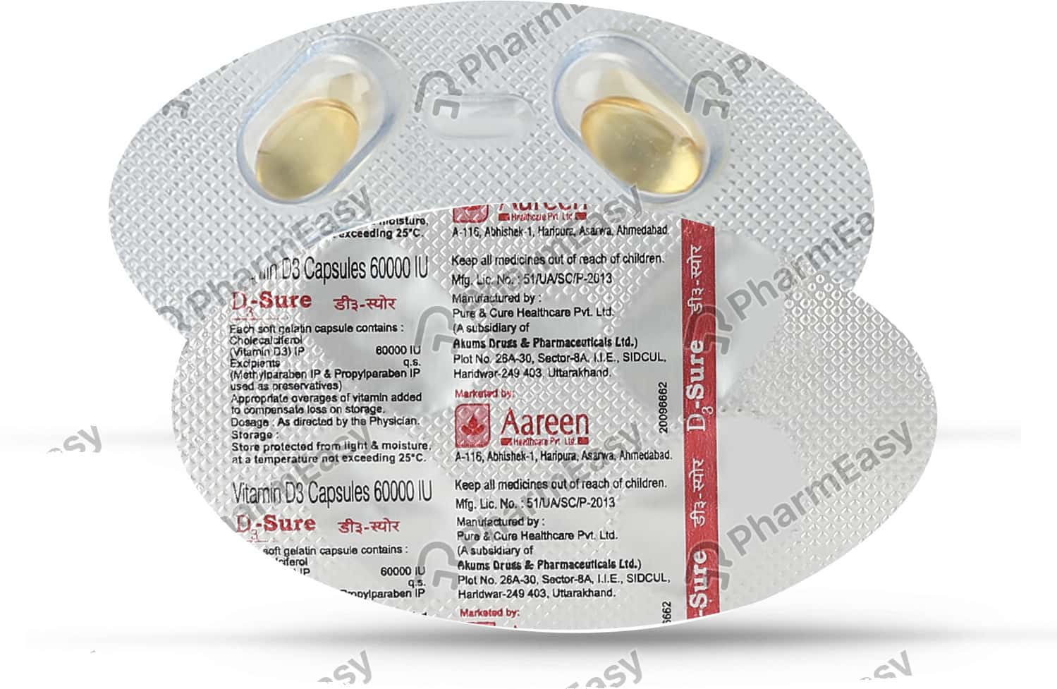 D3 Sure 60000 IU Capsule (4): Uses, Side Effects, Price & Dosage ...