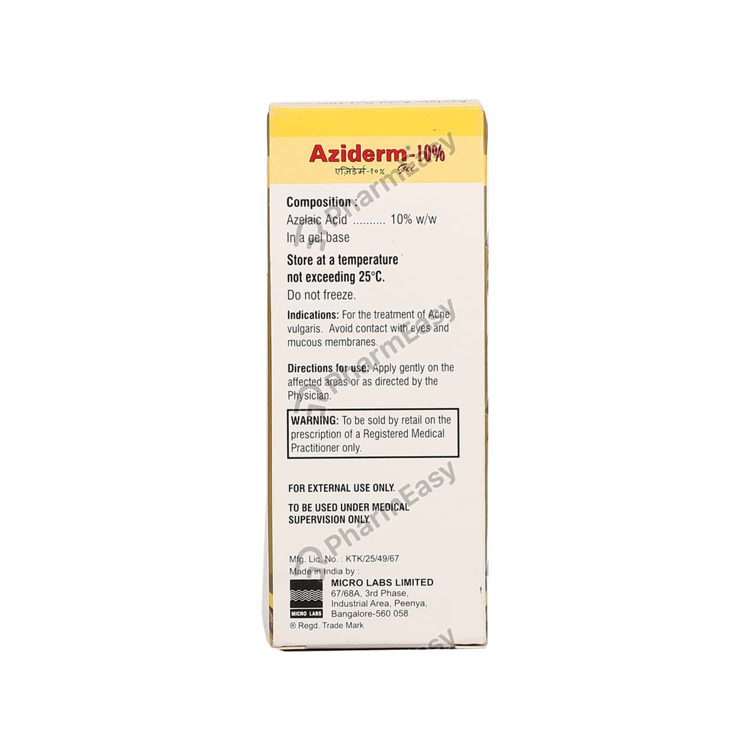 Aziderm 10 % Gel (15) - Uses, Side Effects, Dosage, Composition & Price ...